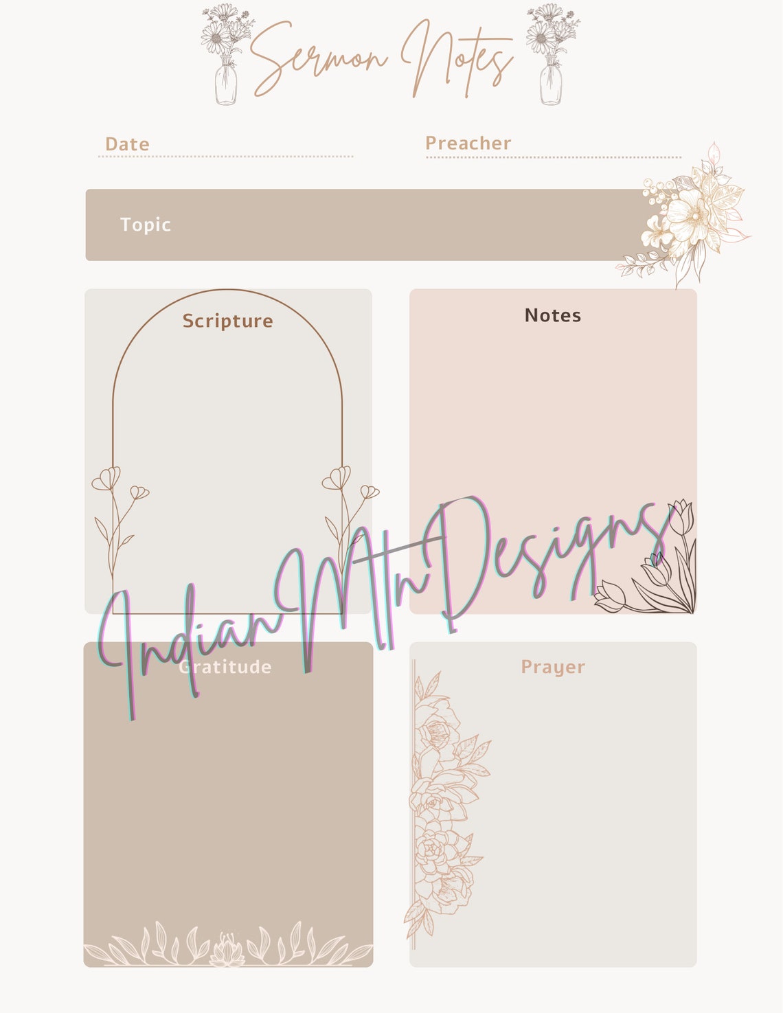 Minimal Church Note Template, Church Note-taking Template, Christian ...