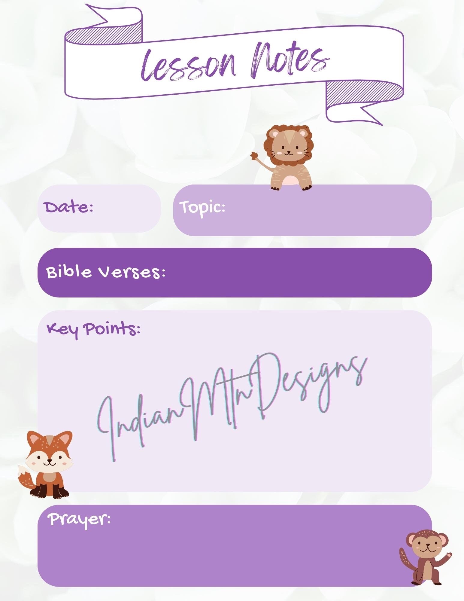 Set of 5 Church Lesson Notes, Printable Bible Activity, Kids Bible ...