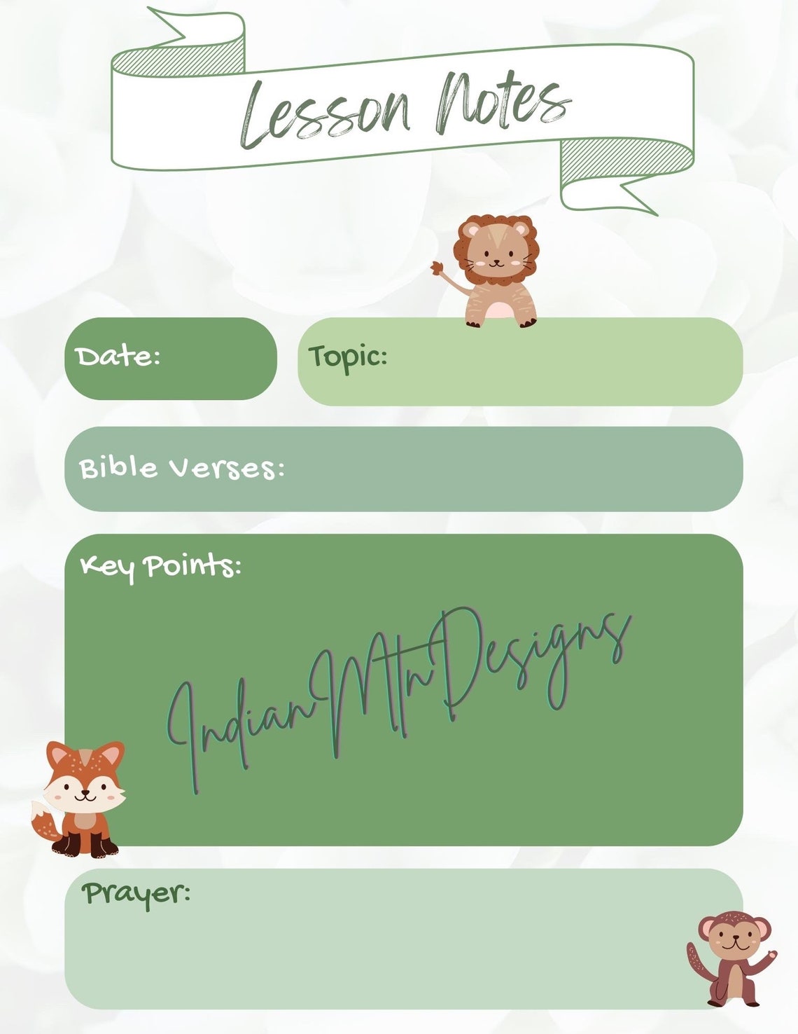 Set of 5 Church Lesson Notes, Printable Bible Activity, Kids Bible ...