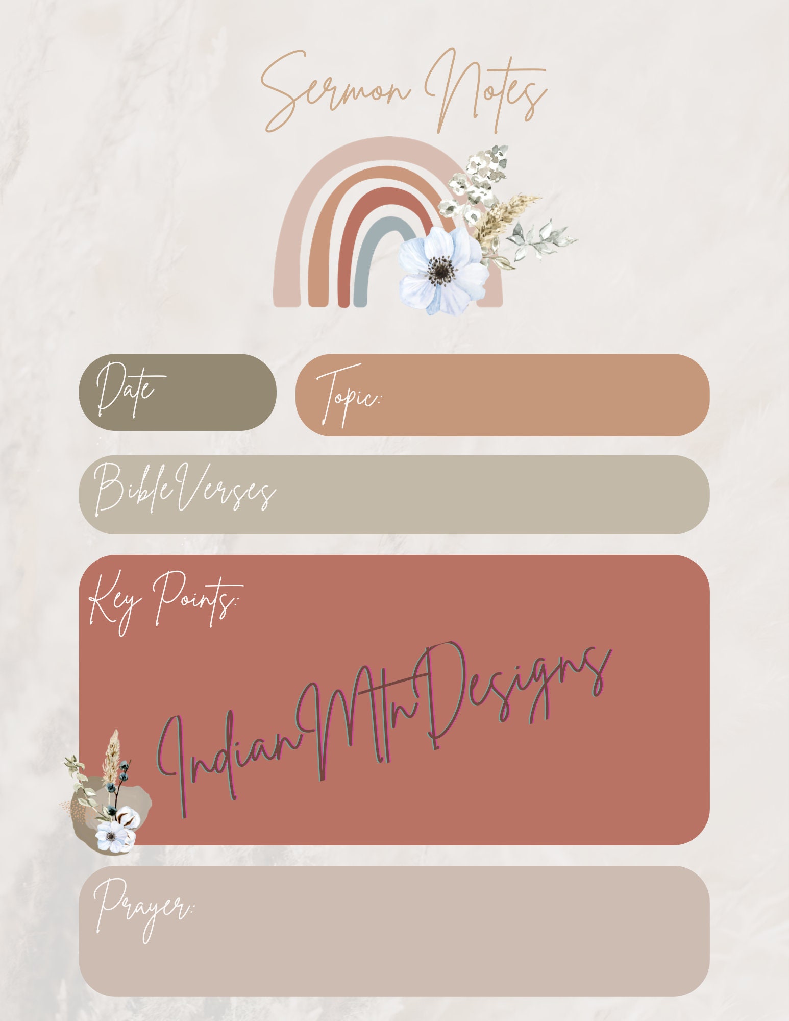 Church Sermon Note Template, Church Note-taking Template, Christian ...