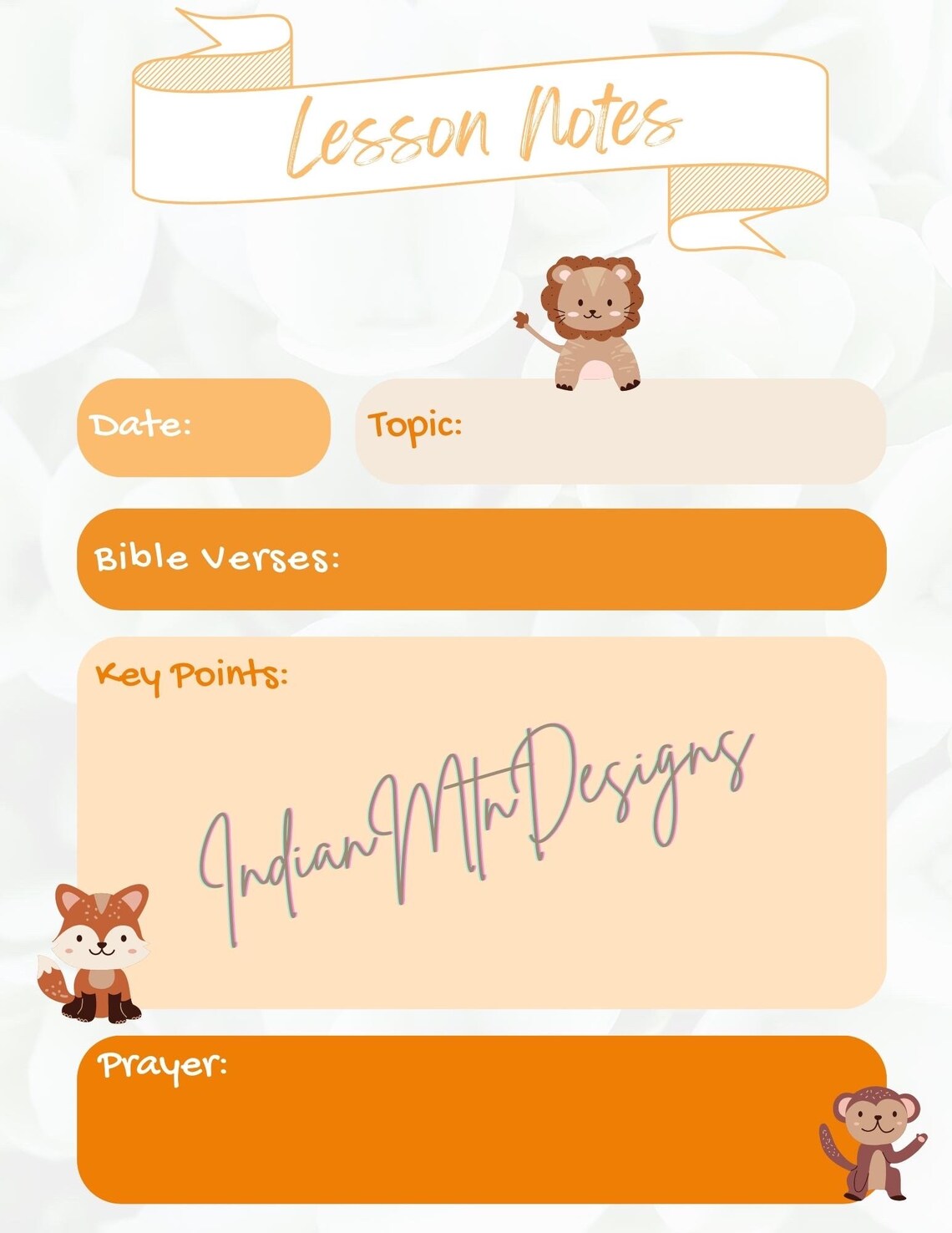 Set of 5 Church Lesson Notes, Printable Bible Activity, Kids Bible ...