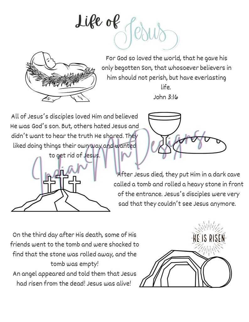 Life of Jesus Coloring Page: Sunday School Activity (PDF) - Etsy
