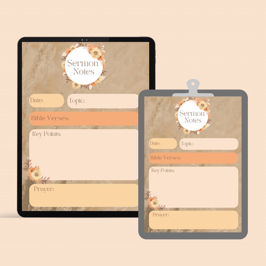 Church Sermon Note Template Church Note-taking Template - Etsy