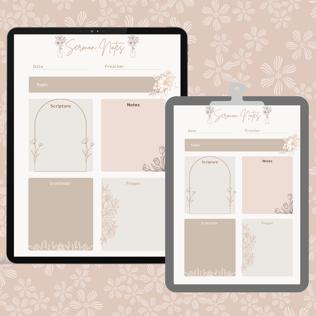 Minimal Church Note Template, Church Note-taking Template, Christian ...