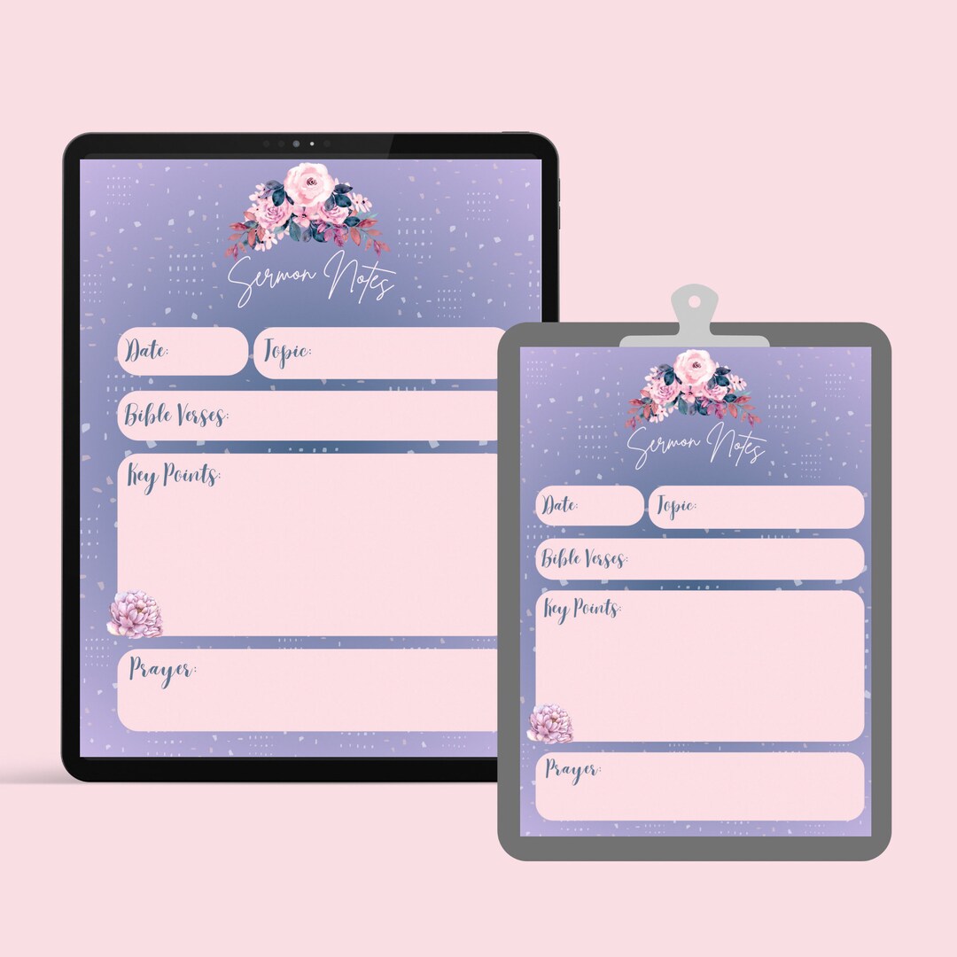 Church Sermon Note Template, Church Note-taking Template, Christian ...
