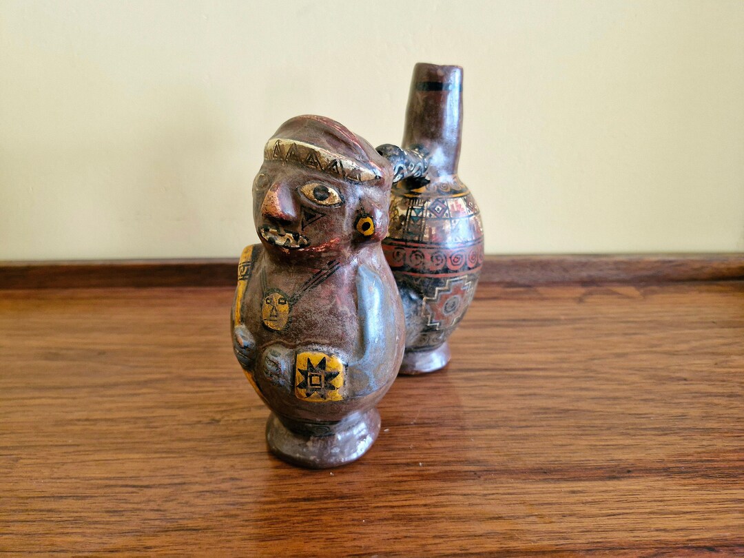 Huaco Silbador Peruvian Warrior Whistling Vessel / Handmade Inca ...
