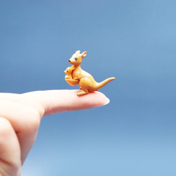Mini World Miniature Cute Kangaroo Mother and Baby Kangaroo | Etsy