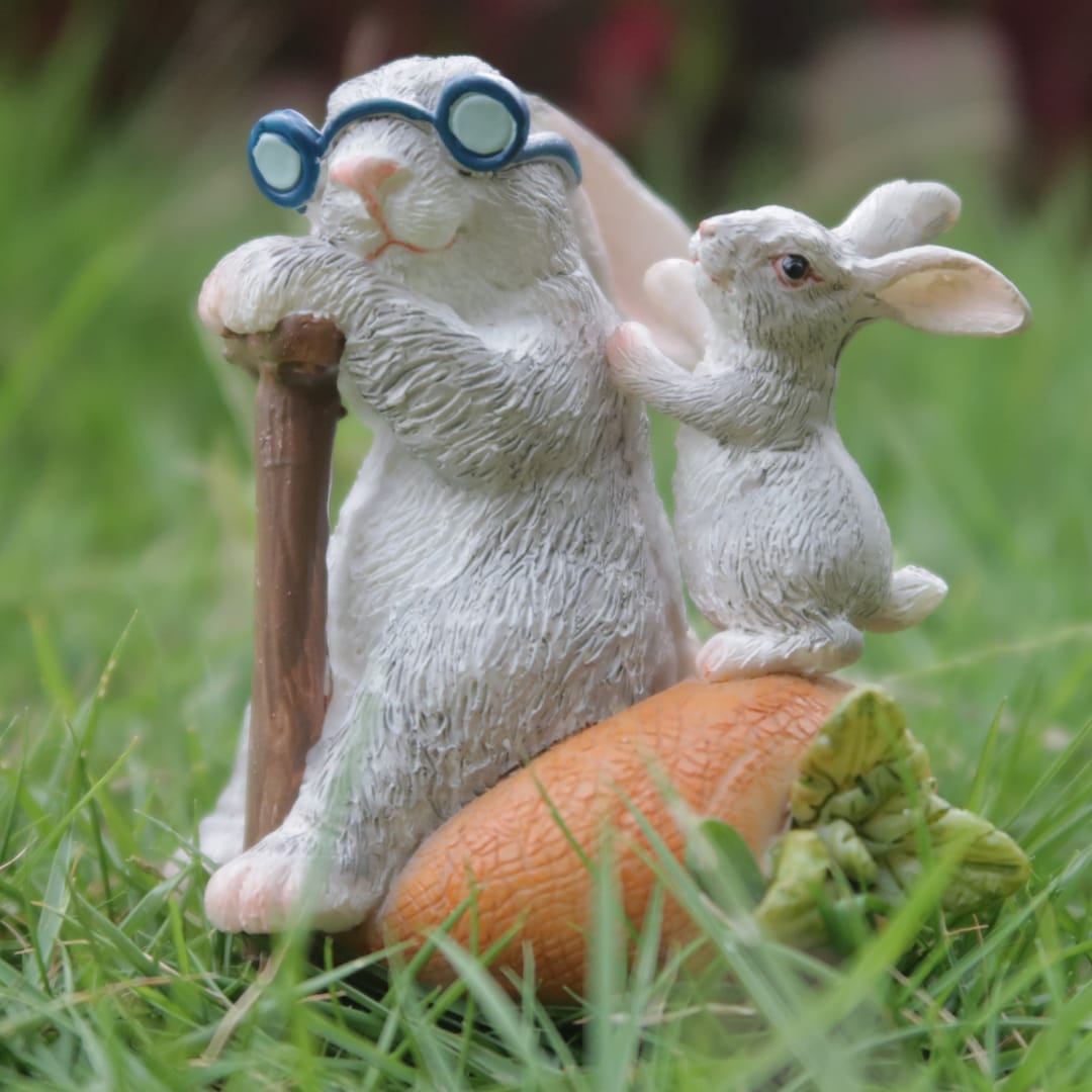 Miniature Garden Cute Bunny Animal Statues Micro Landscape Decorations ...
