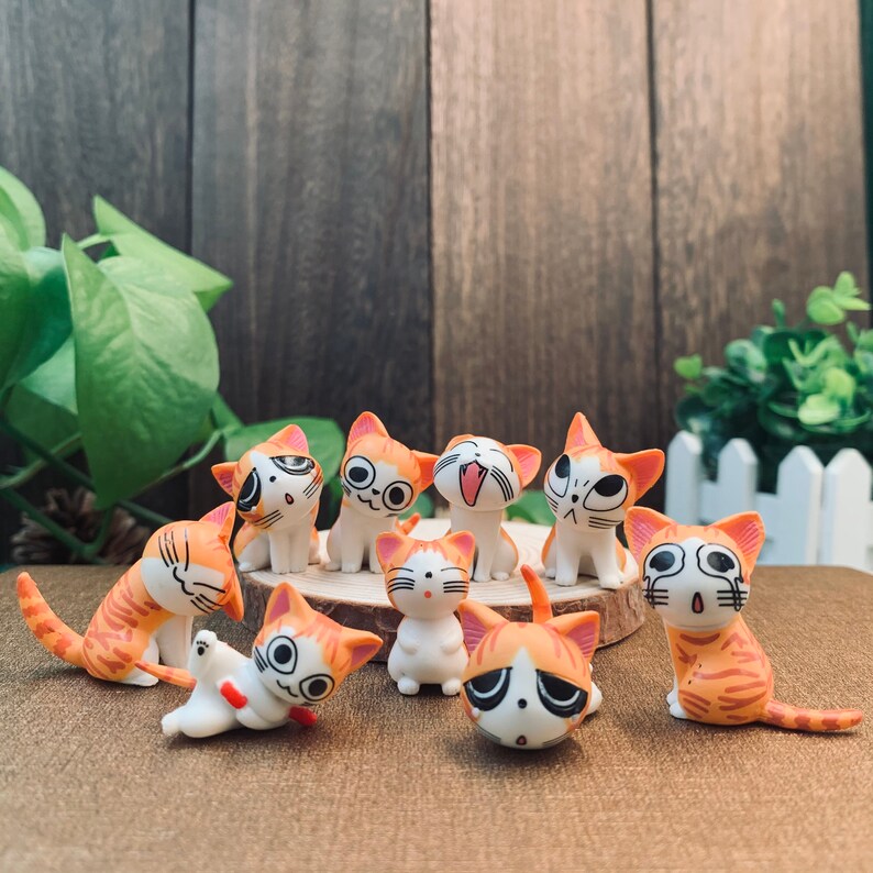 Set of Nine Miniature Cute Little Cats Miniature Decoration Dollhouse ...