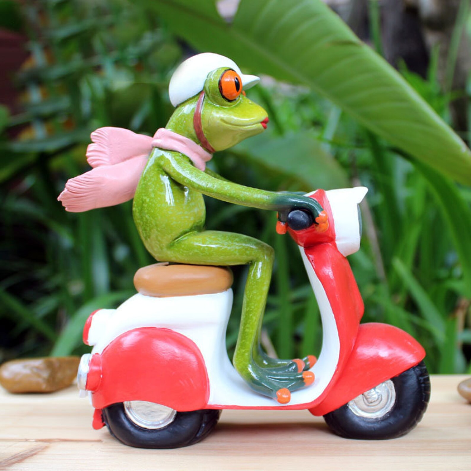 Garden Resin Motorcycle Frog Animal Statue Micro Landscape Decorations ...