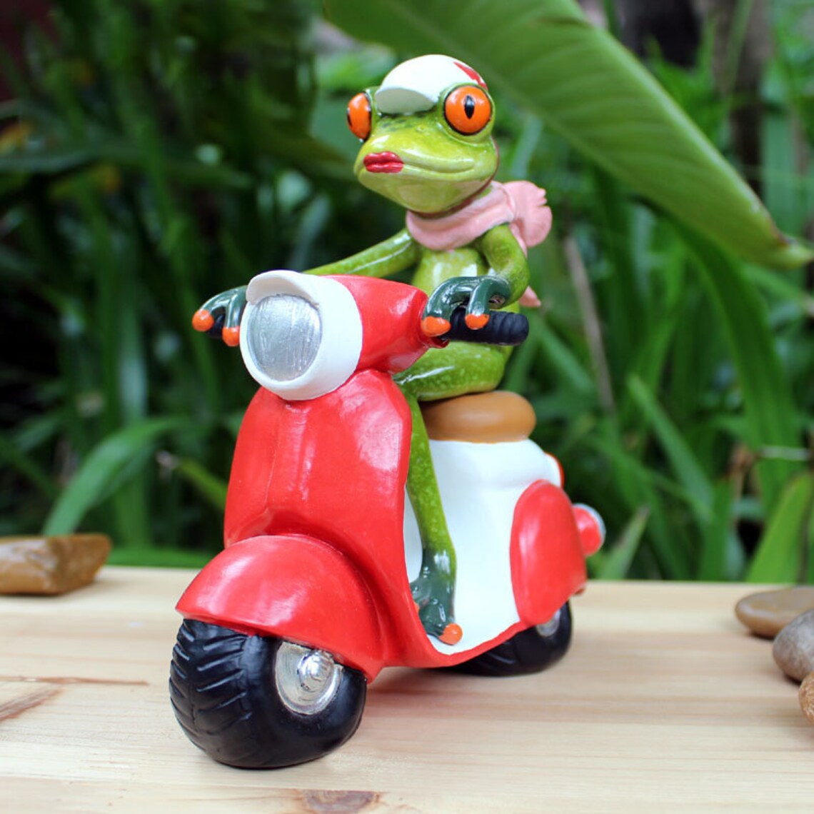 Garden Resin Motorcycle Frog Animal Statue Micro Landscape Decorations ...