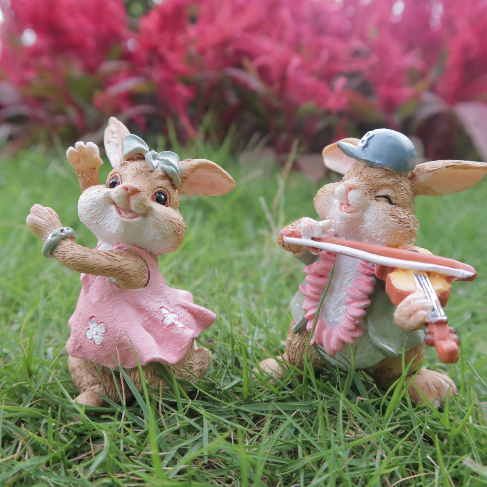 Miniature Garden Bunny Orchestra animal statues Micro | Etsy