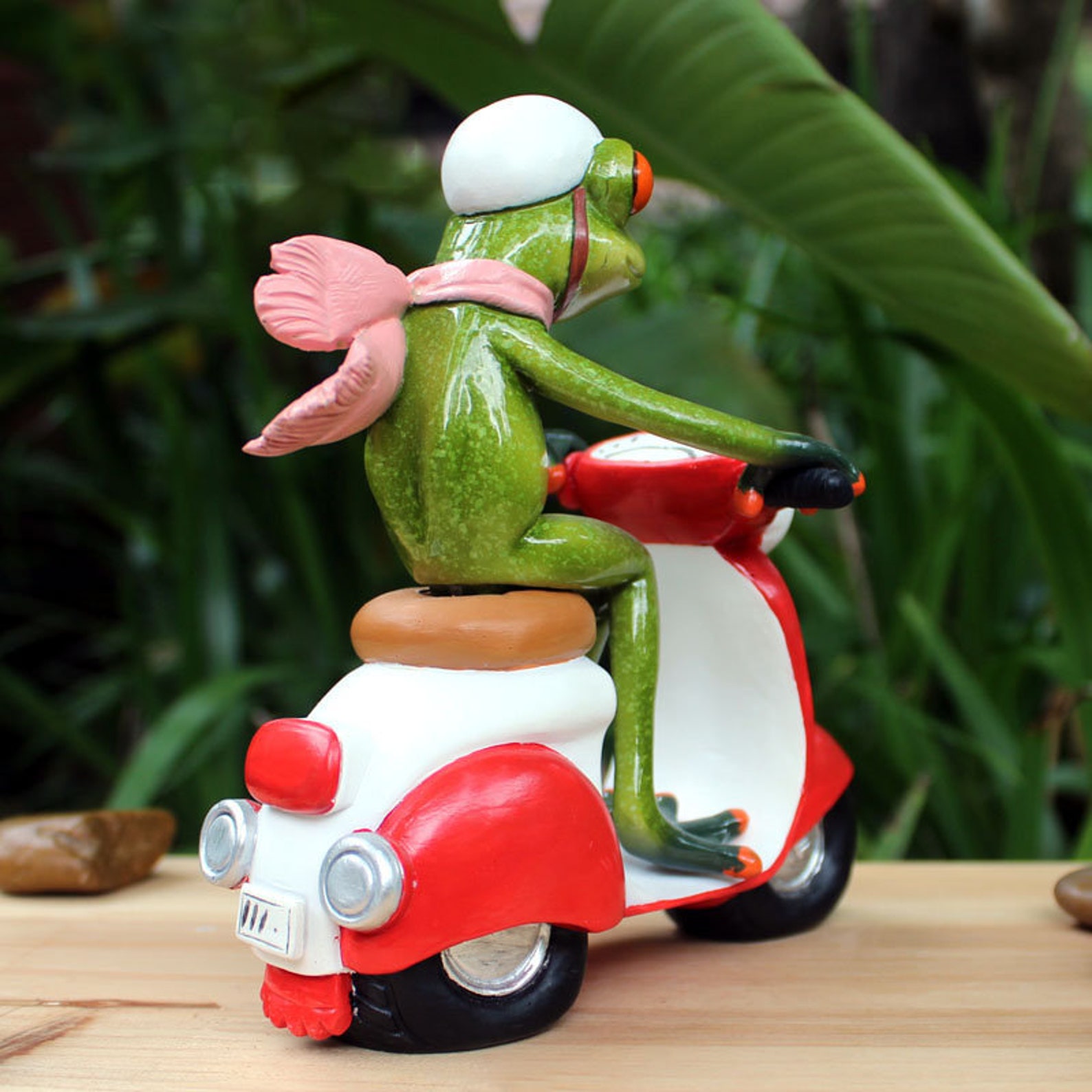 Garden Resin Motorcycle Frog Animal Statue Micro Landscape Decorations ...