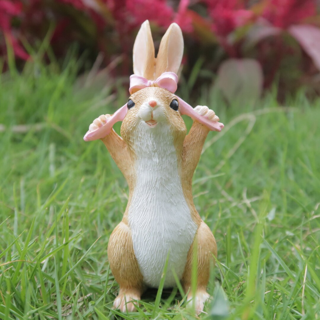 Miniature Garden Cute Bunny Animal Statues Micro Landscape Decorations ...