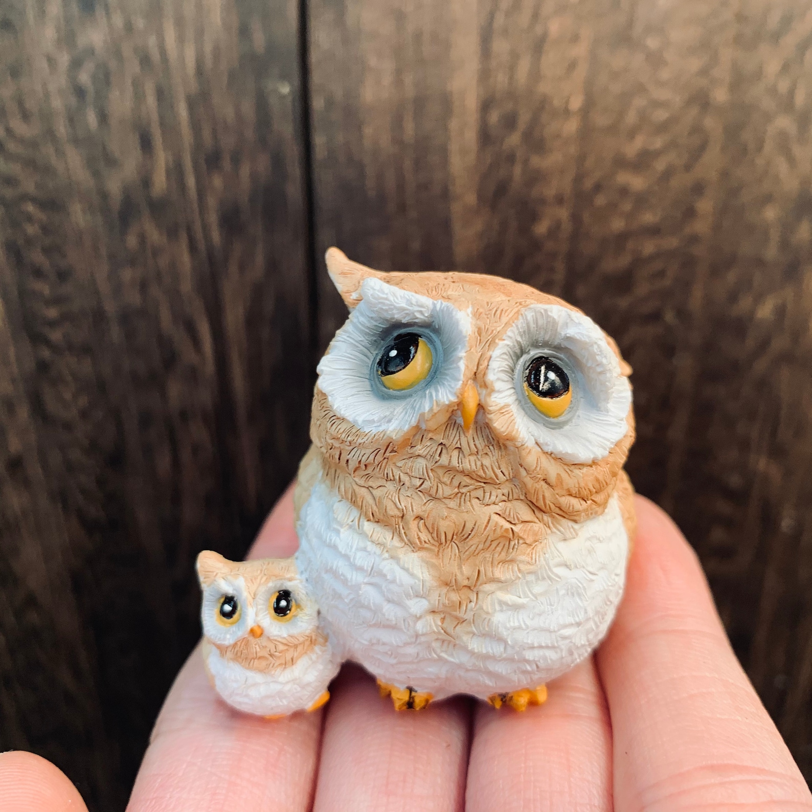 Miniature Owl and Baby Owl Animal Statue Micro Landscape Decorations ...