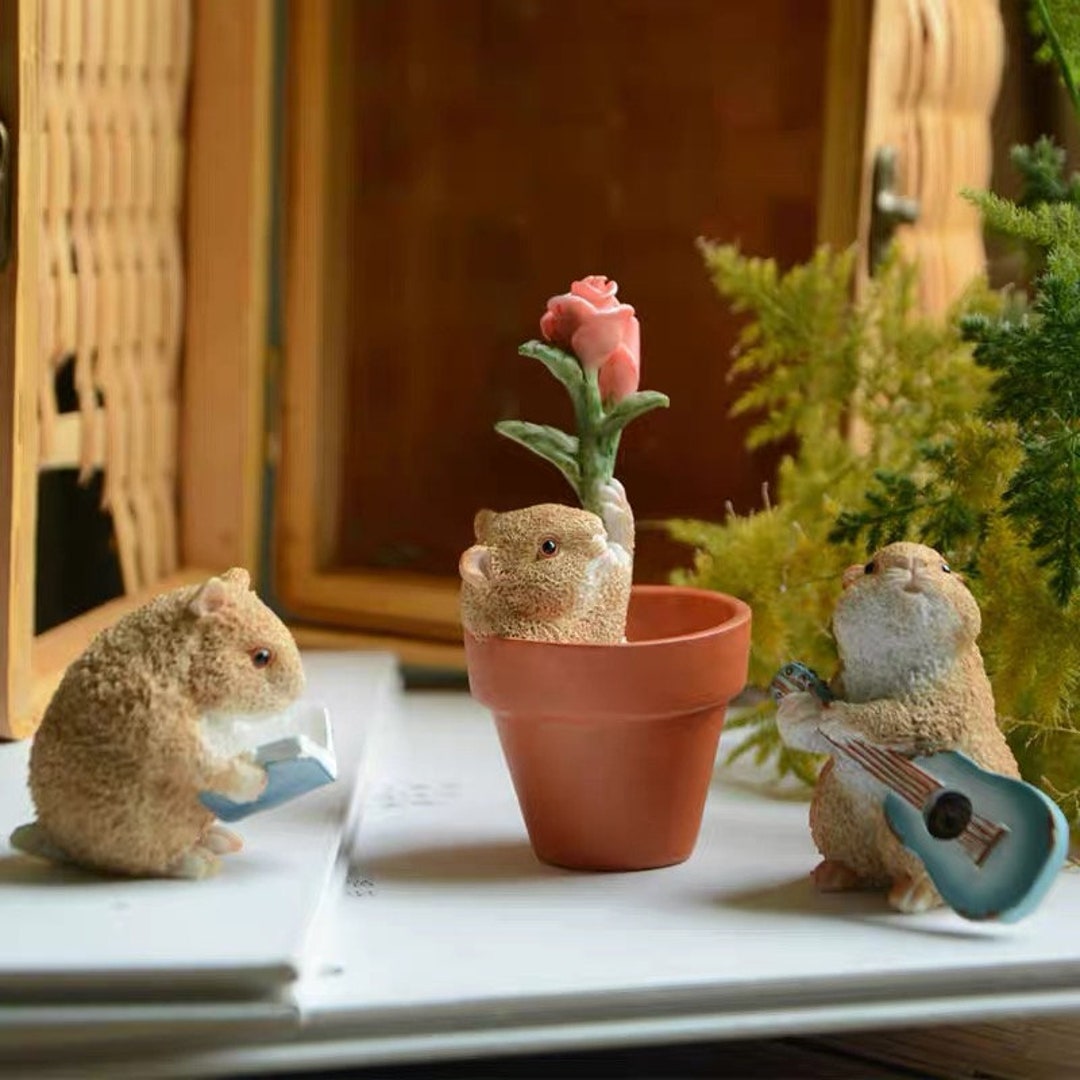 Miniature Creative Little Hamster Animal Statue Micro Landscape ...