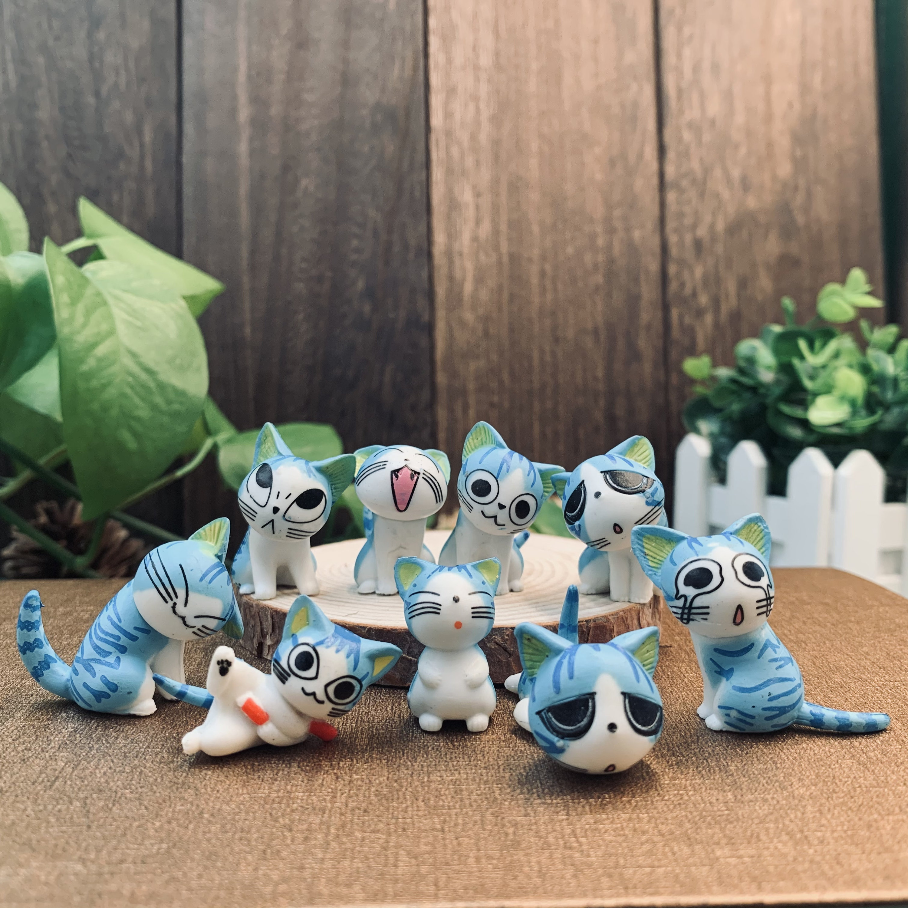 Set of Nine Miniature Cute Little Cats Miniature Decoration Dollhouse ...