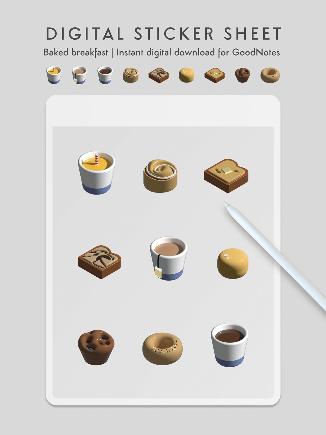 Goodnotes Sticker Sheets | Baked Breakfast | Digital Planner Stickers | High Quality 3D Stickers ...