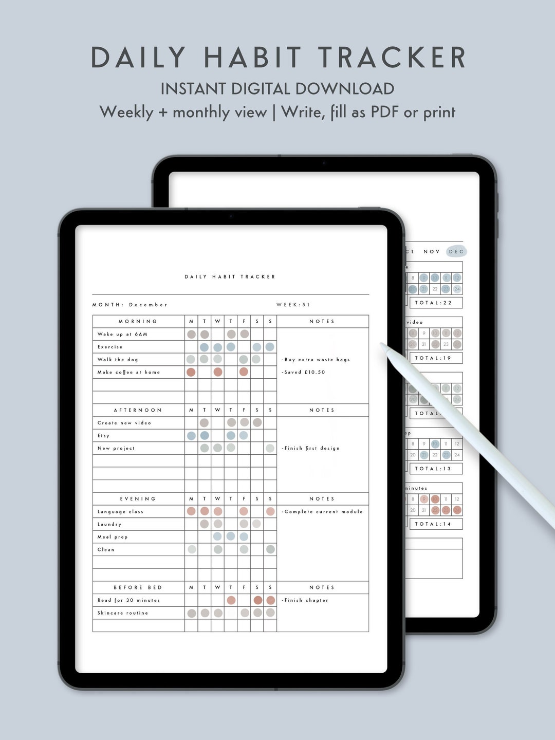 Digital Habit Tracker for Motivation | Daily Tracker With Weekly and ...