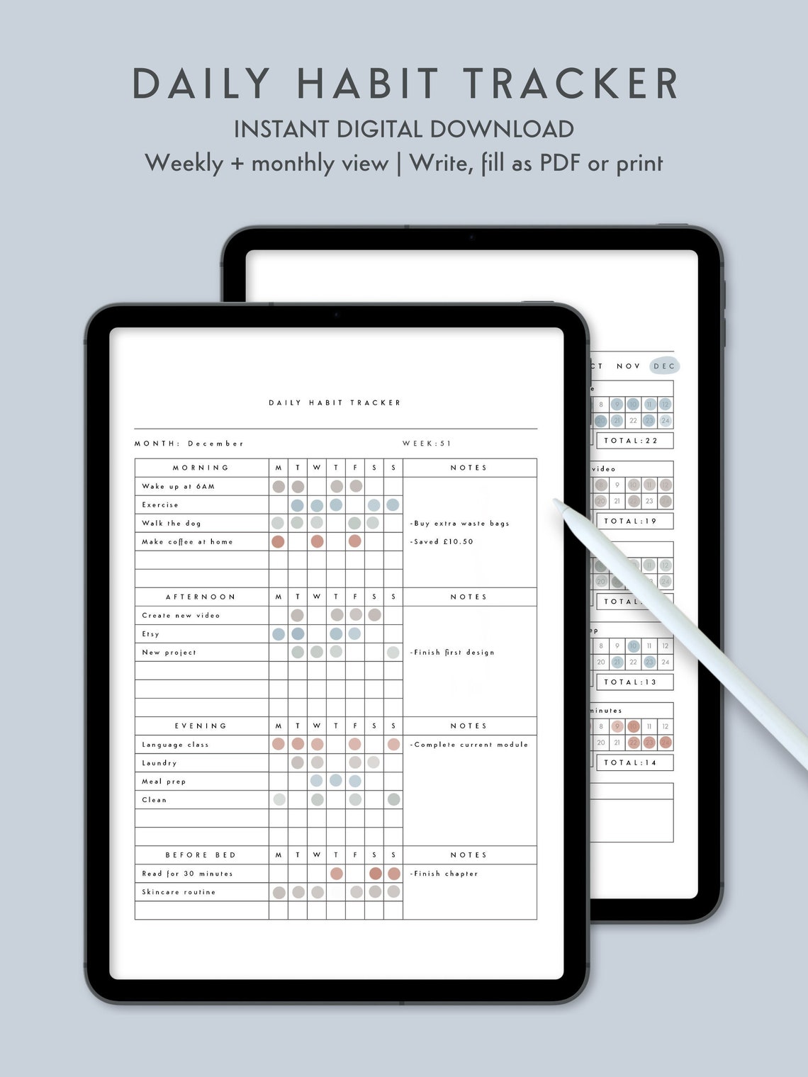 Digital Habit Tracker for Motivation | Daily Tracker With Weekly and ...