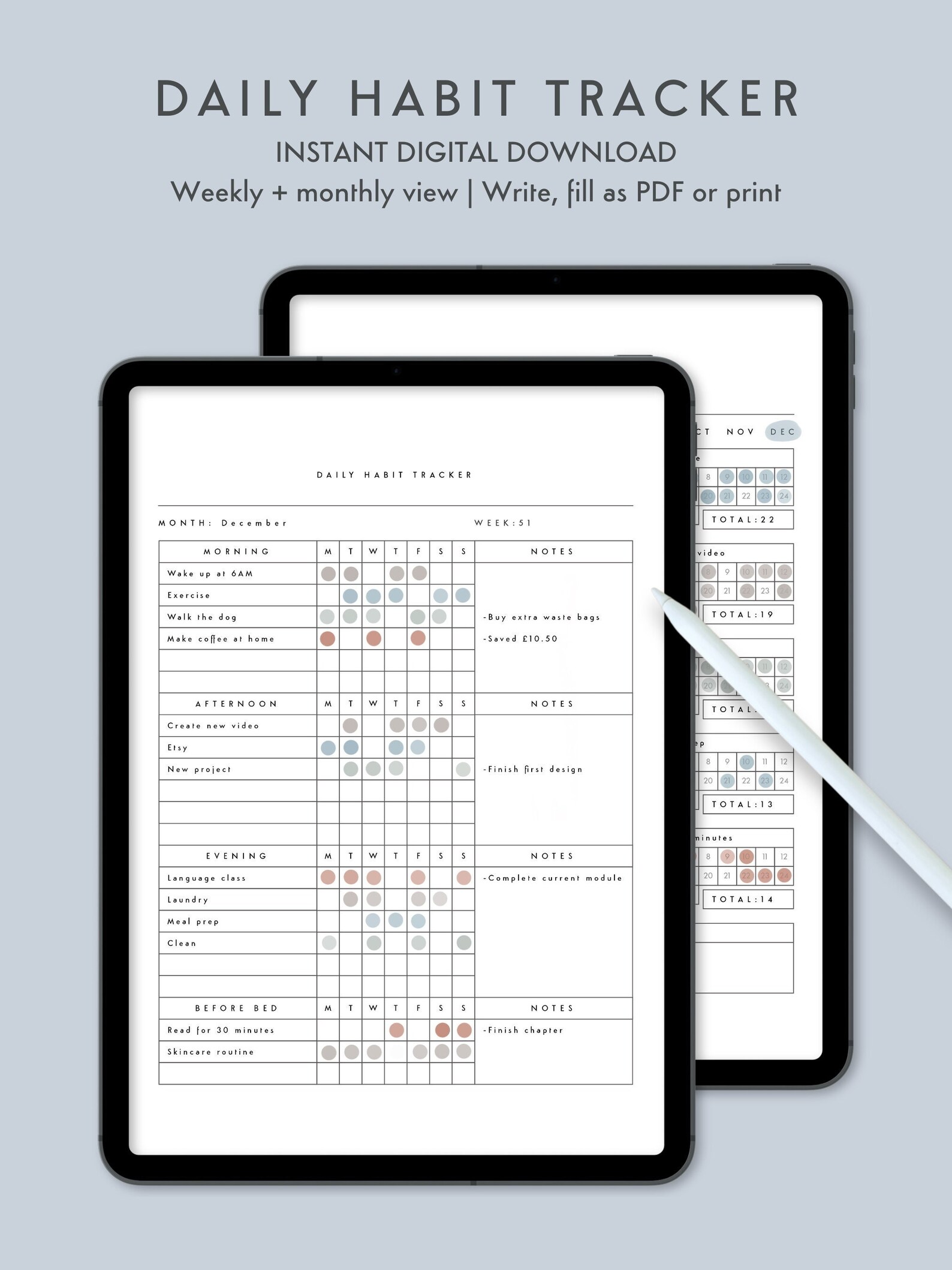 Digital Habit Tracker for Motivation | Daily Tracker With Weekly and ...