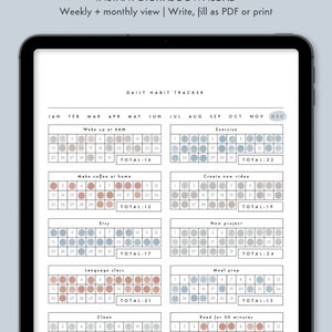 Digital Habit Tracker for Motivation | Daily Tracker With Weekly and ...