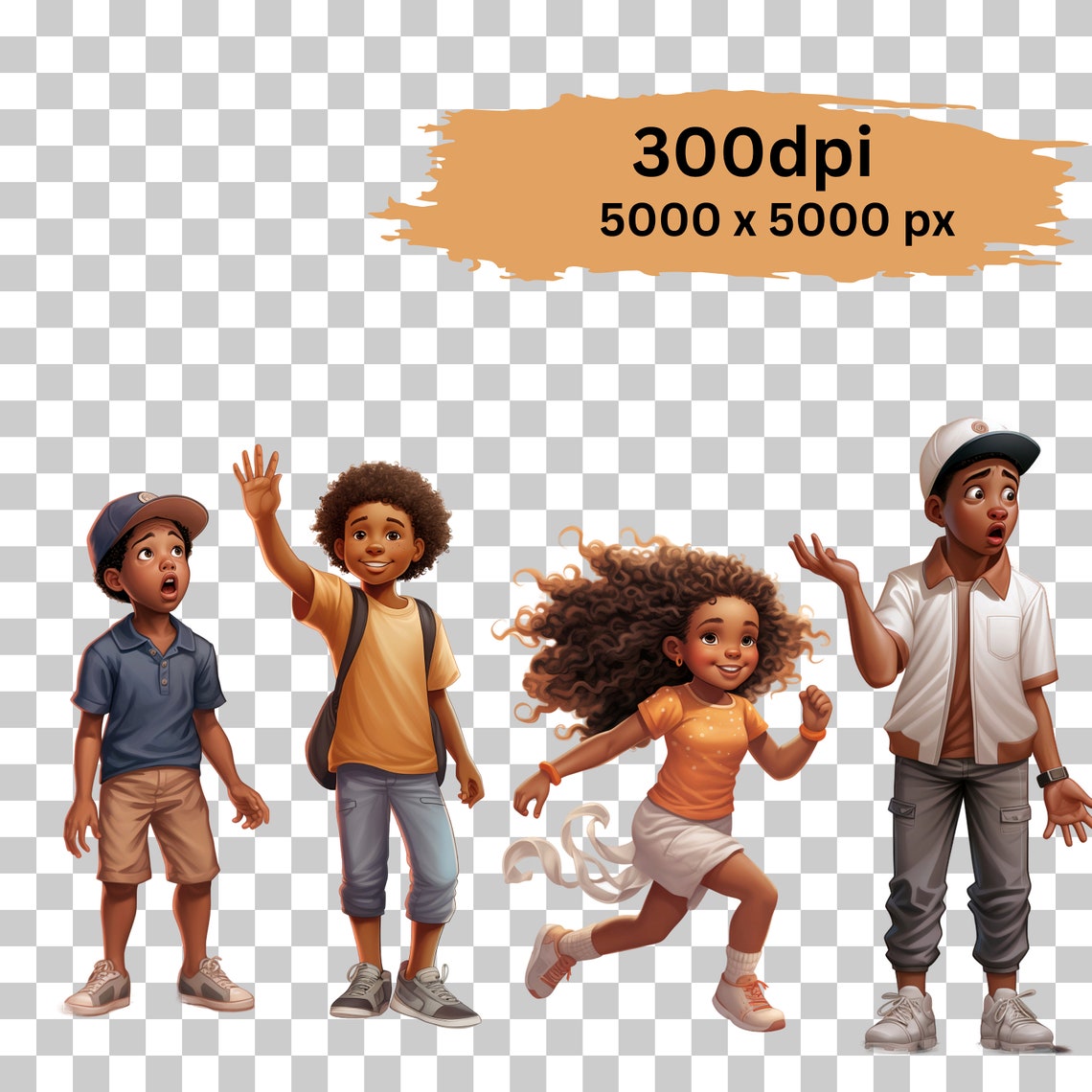 18 Black Kids Bundle, Little Black Girl PNG, Little Black Boy PNG ...