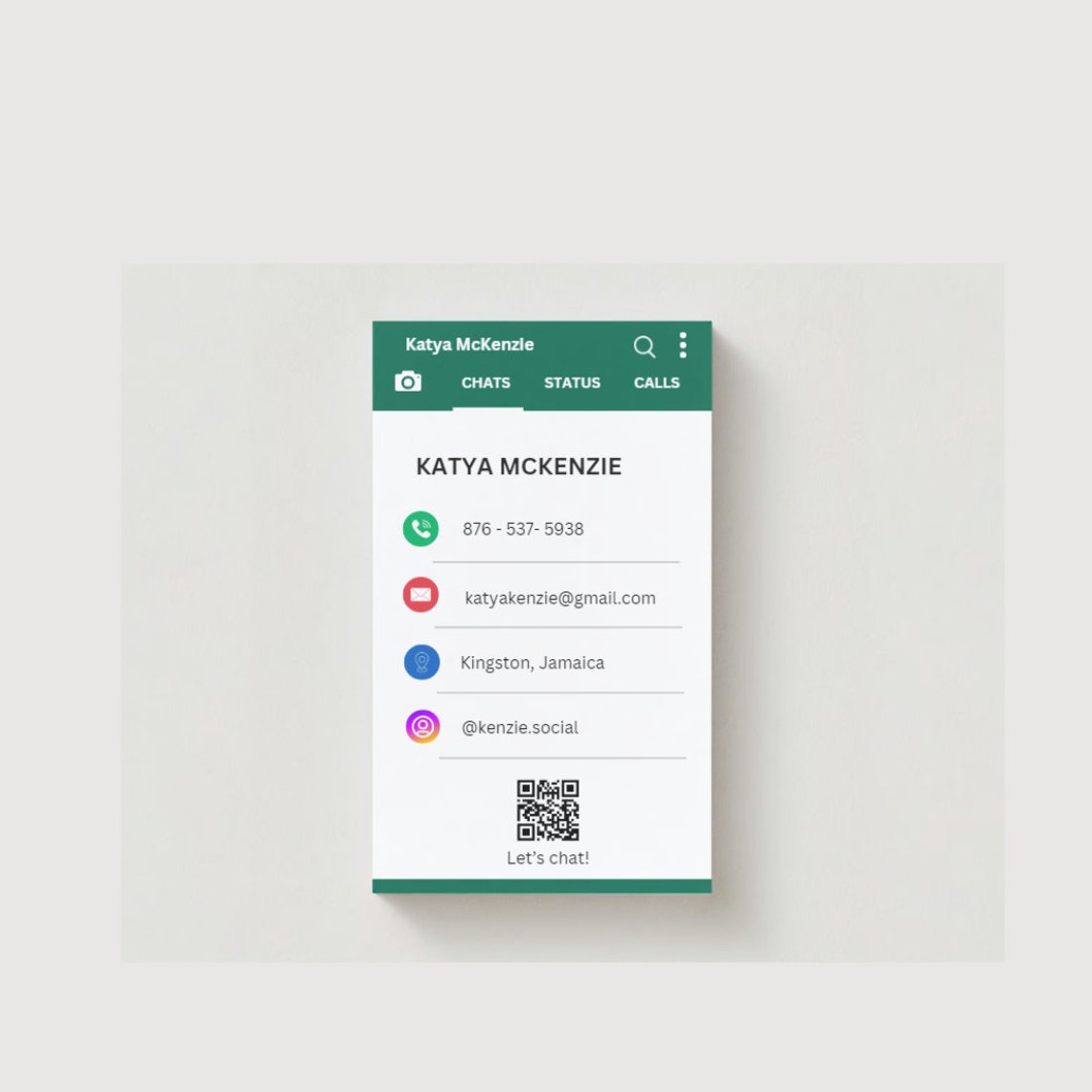 Whatsapp Style Business Card Template Whatsapp Business Card Business ...
