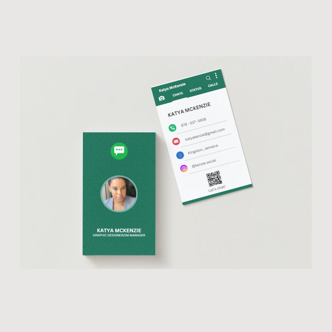 Whatsapp Style Business Card Template Whatsapp Business Card Business ...