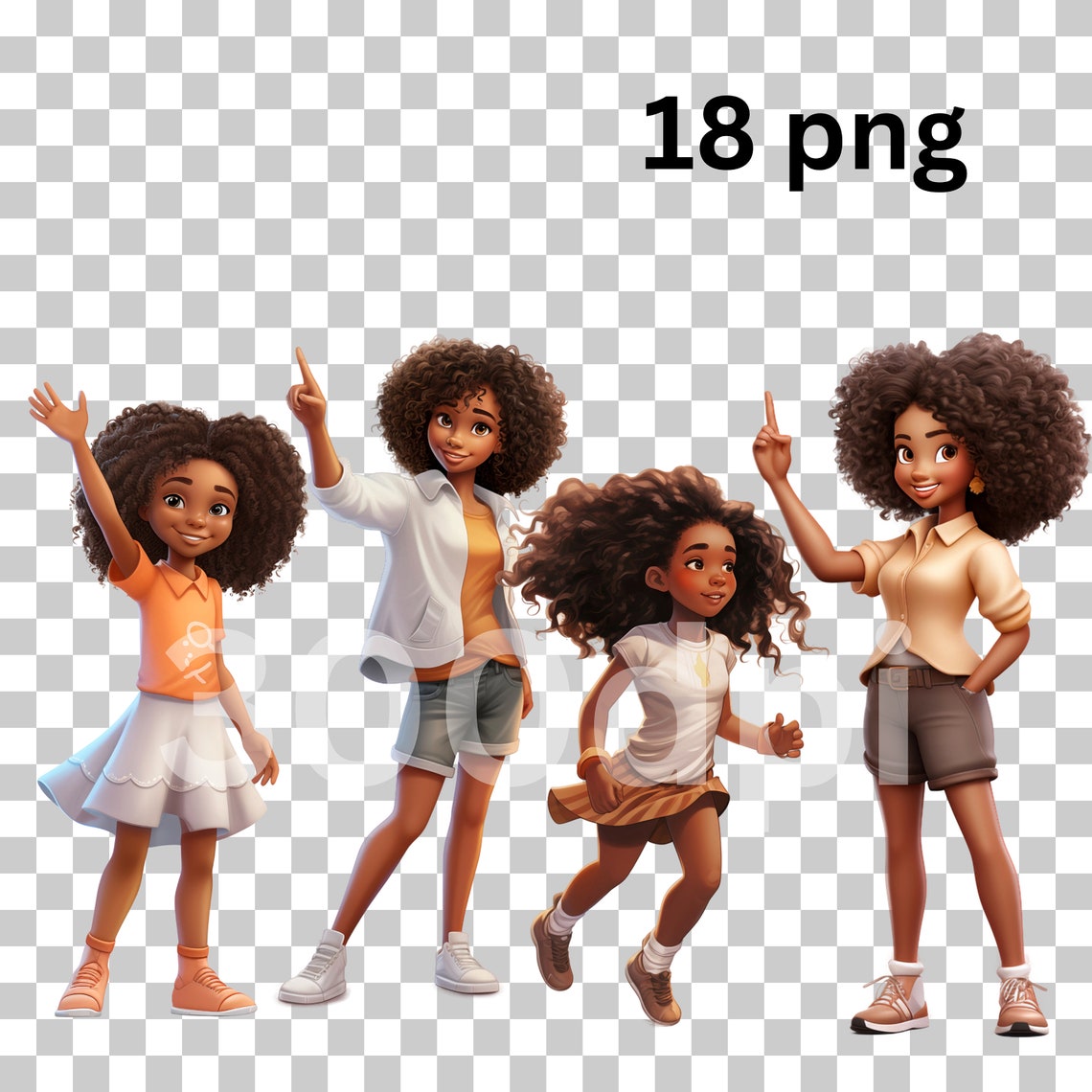 18 Black Kids Bundle, Little Black Girl PNG, Little Black Boy PNG ...