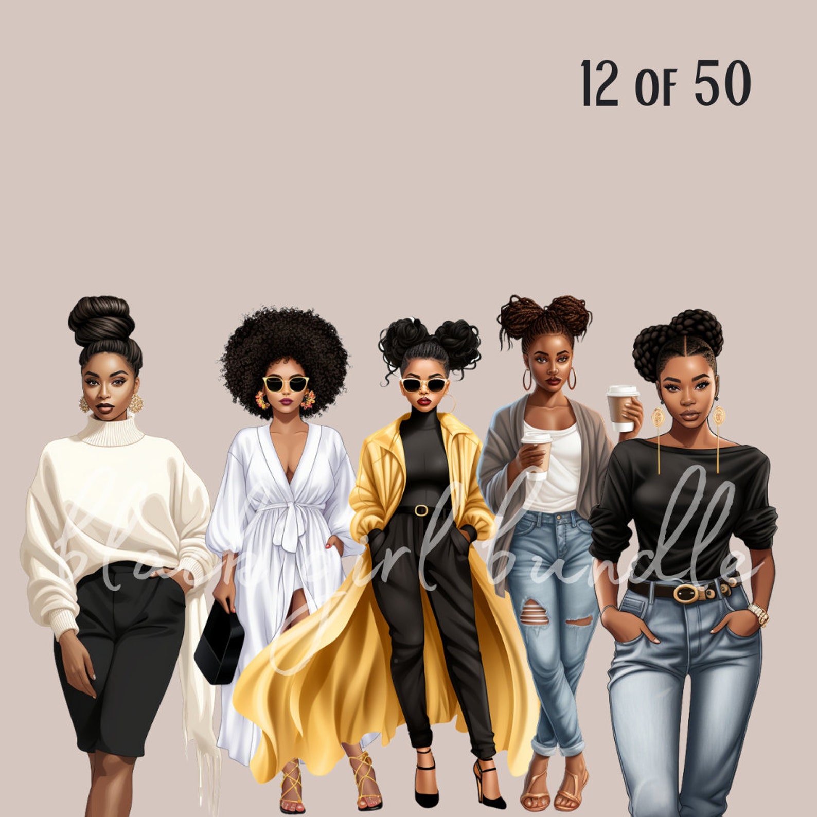 Black Girl Clipart, Black Woman Clipart, Fashion Girl Clipart, Curvy ...