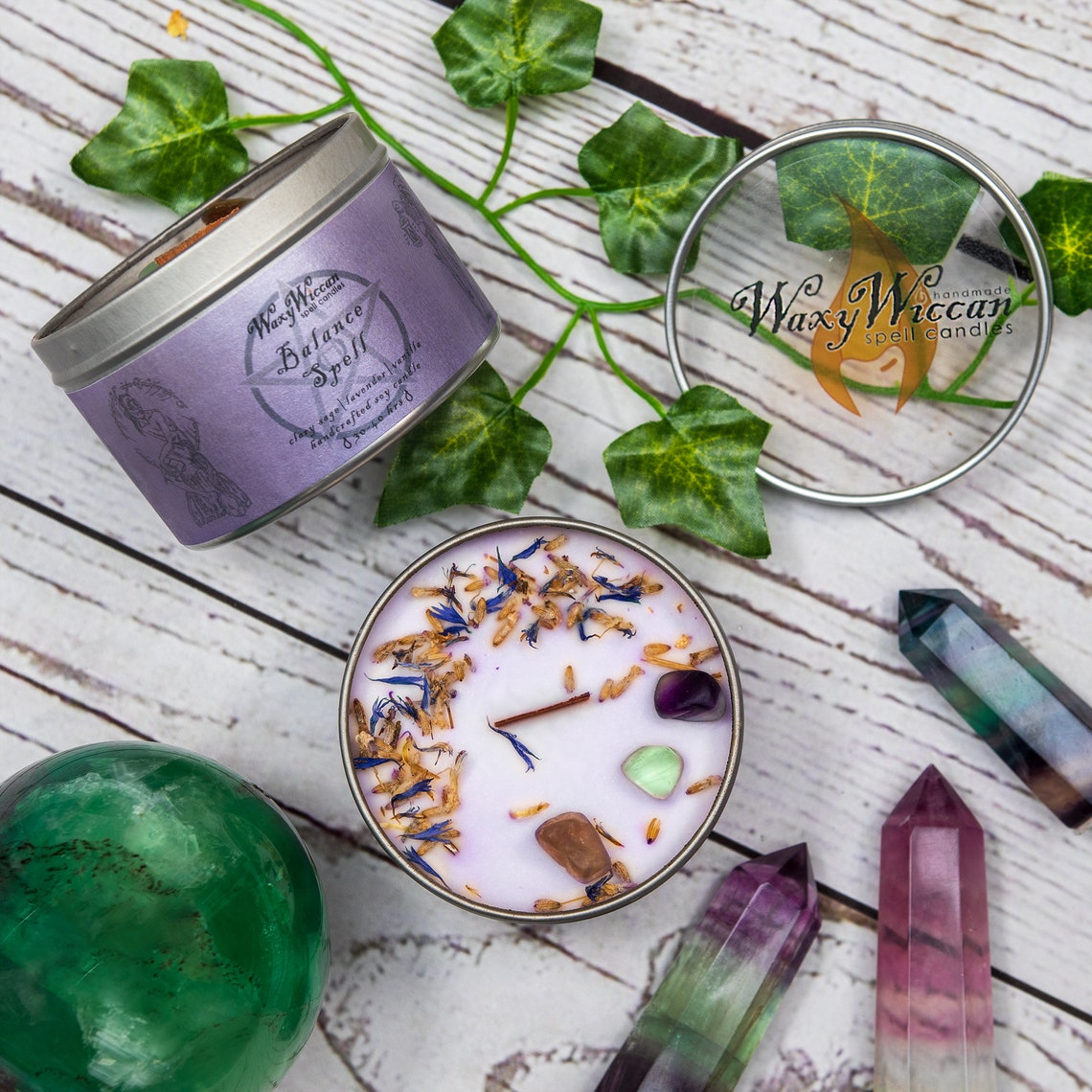 Balance Candle. Wiccan Spell Candle With Flourite to Balance - Etsy