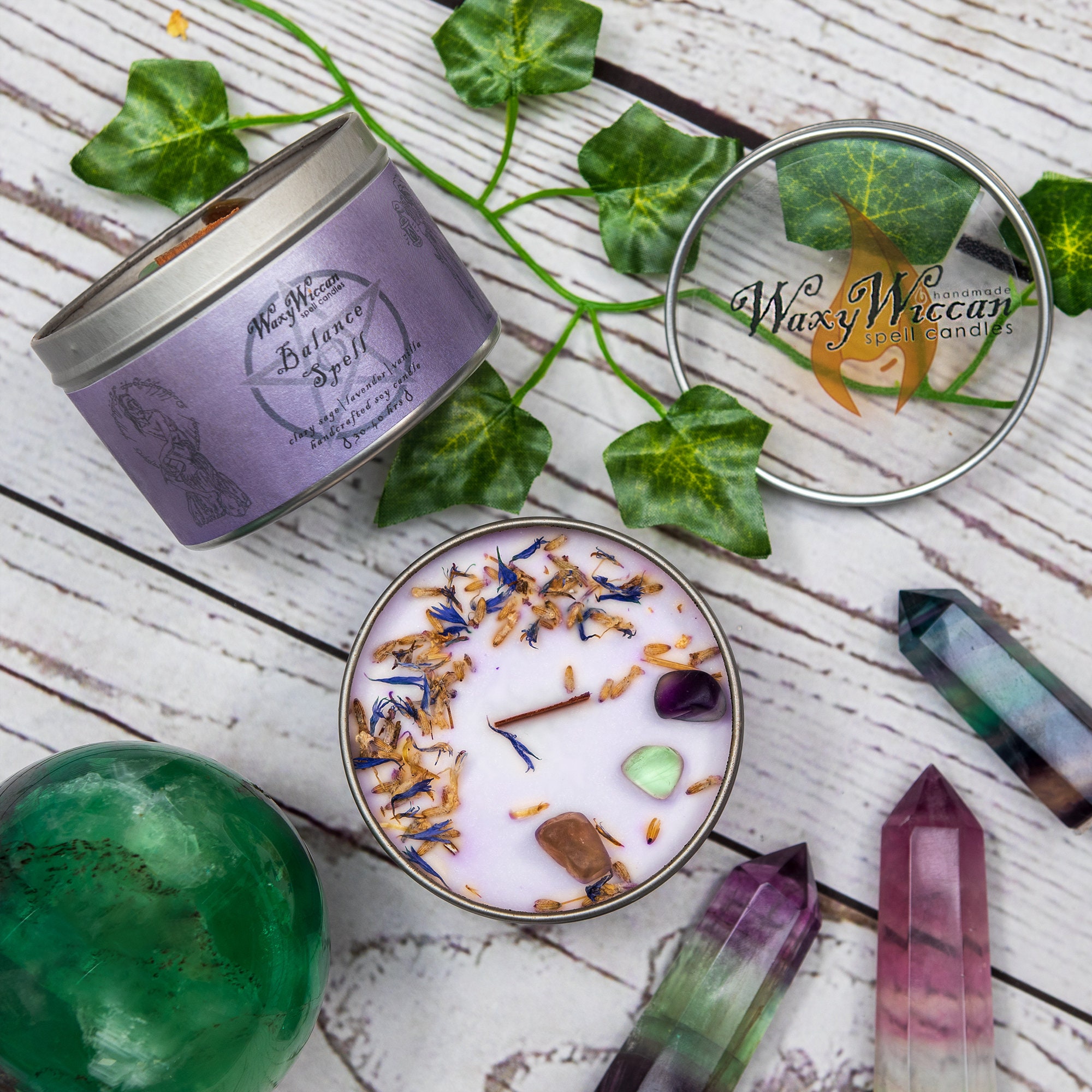 Balance Candle. Wiccan Spell Candle With Flourite to Balance - Etsy