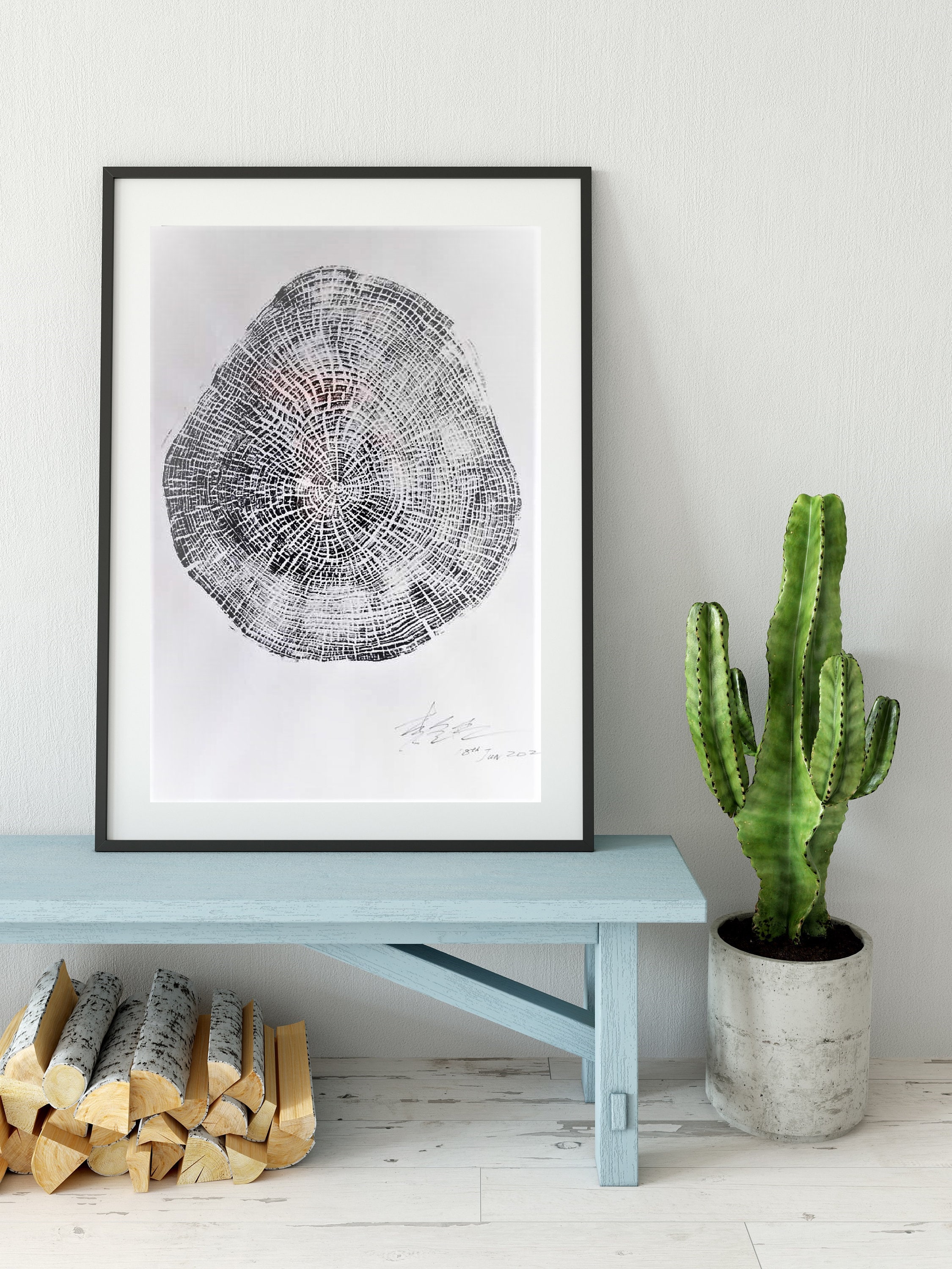 Handmade Oak Tree Ring Art, 36X24 Inch Large Tree Stump Prints ...