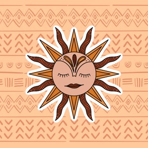 Sun Sticker, Boho Sticker, Groovy Sticker, Waterbottle Sticker, Sticker ...