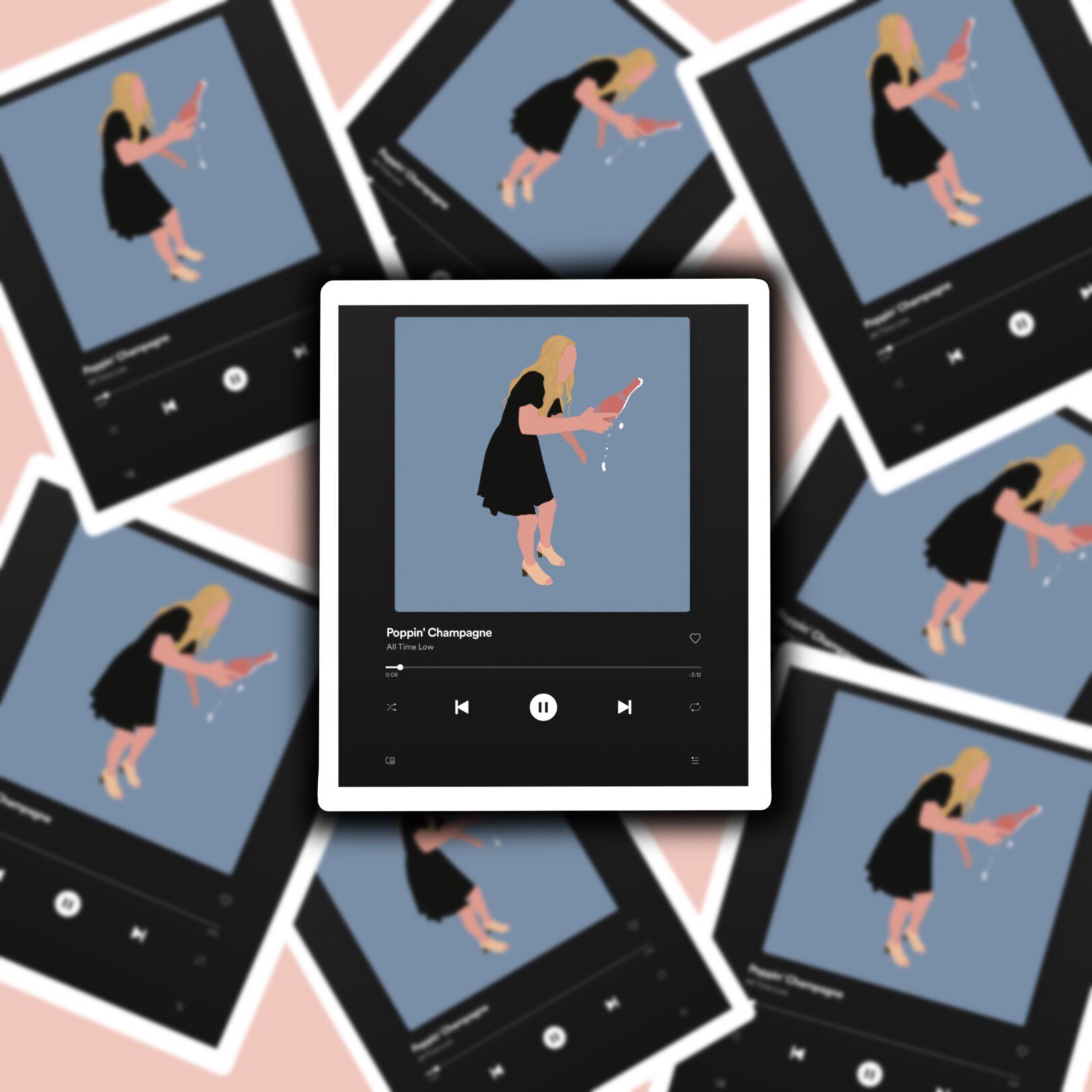 Custom illustration die cut sticker custom Spotify sticker | Etsy