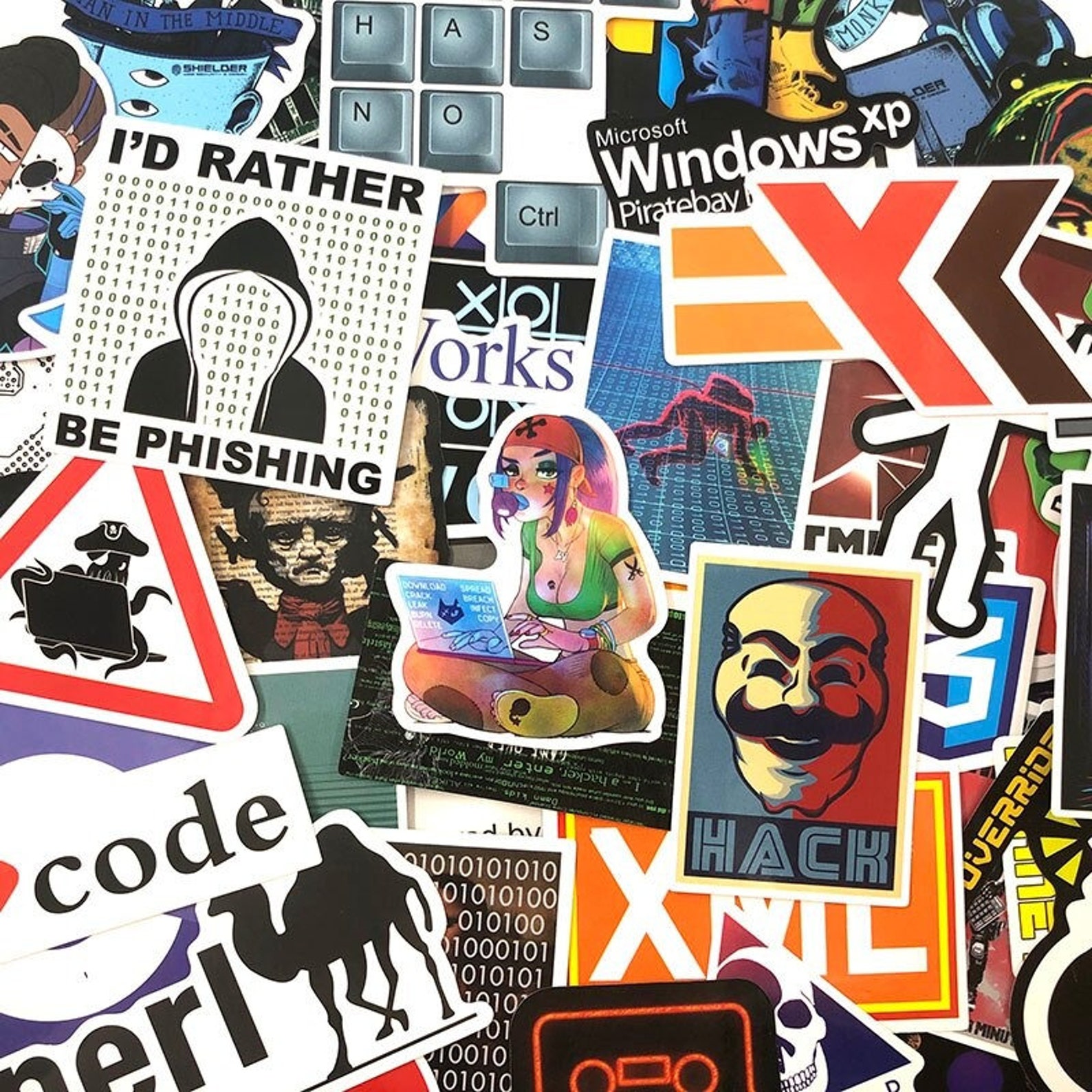 Hacking 50pcs Stickers Pack Laptop Decal Waterproof | Etsy