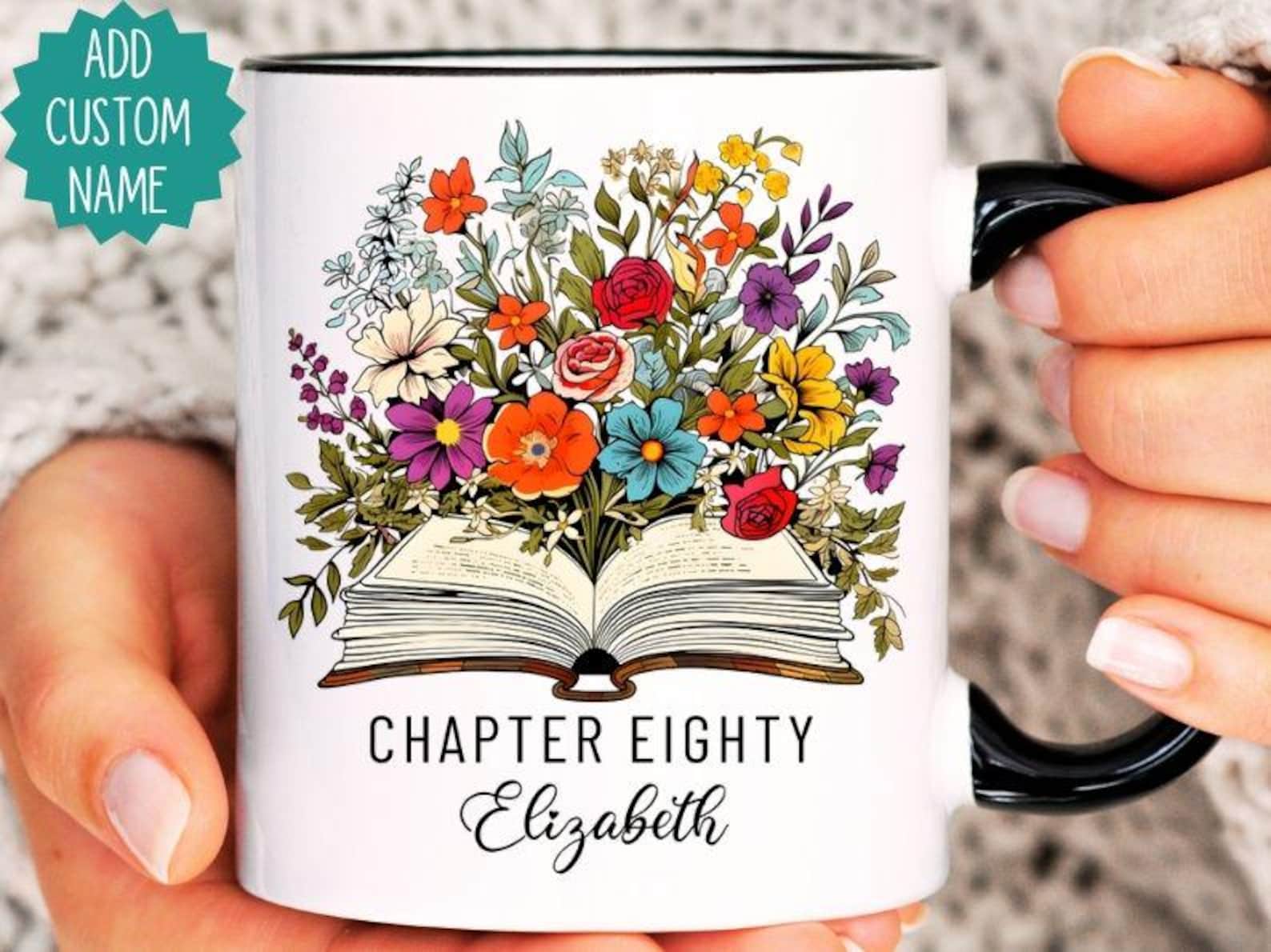 Personalized 80th Birthday Mug: Floral Chapter Eighty Design - Etsy