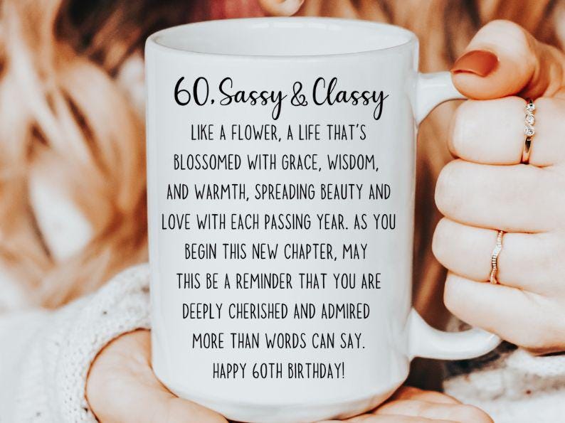 Sassy Classy 60th Birthday Mug or Coaster: Floral Chapter Sixty Coffee ...