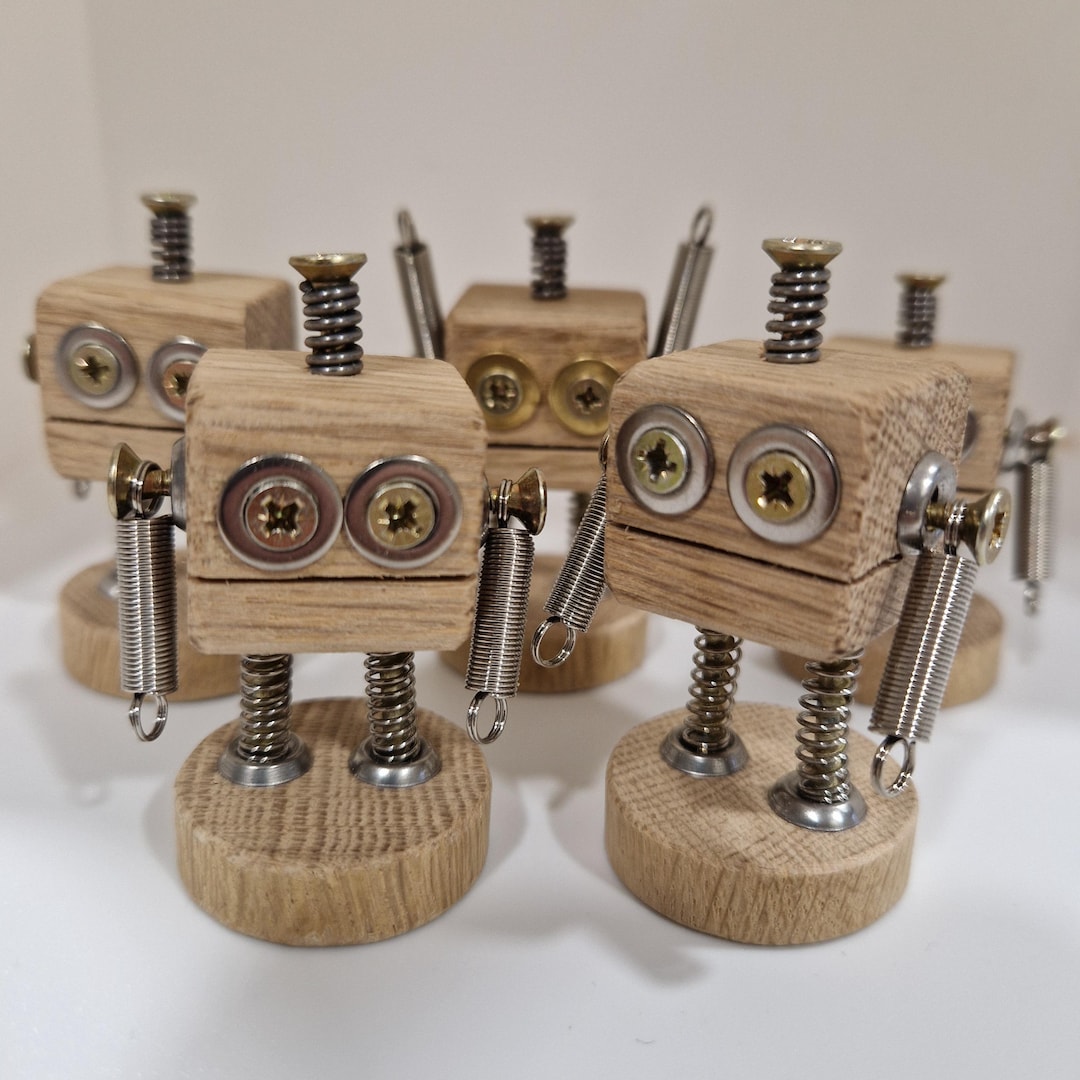 Handmade Wooden Steampunk Robot: Oak & Steel, Movable Arms - Etsy UK