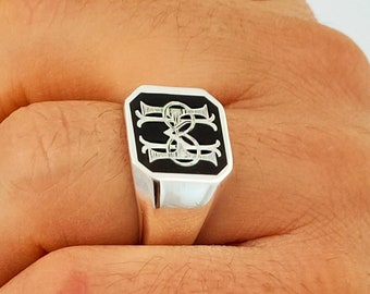 Monogram Signet Ring - Etsy