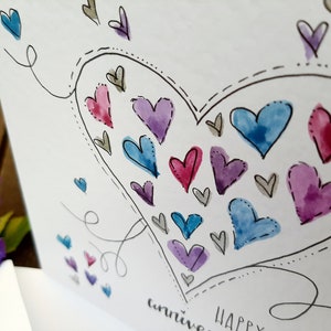 Hand Painted Heart Watercolour Greeting Cards, Personalisation ...