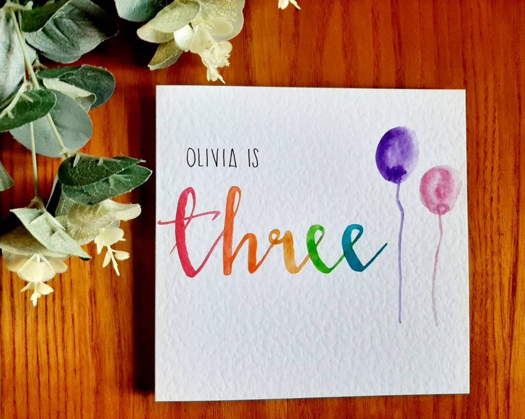 Hand Made Watercolour Birthday Cards: Number Written in Calligraphy ...