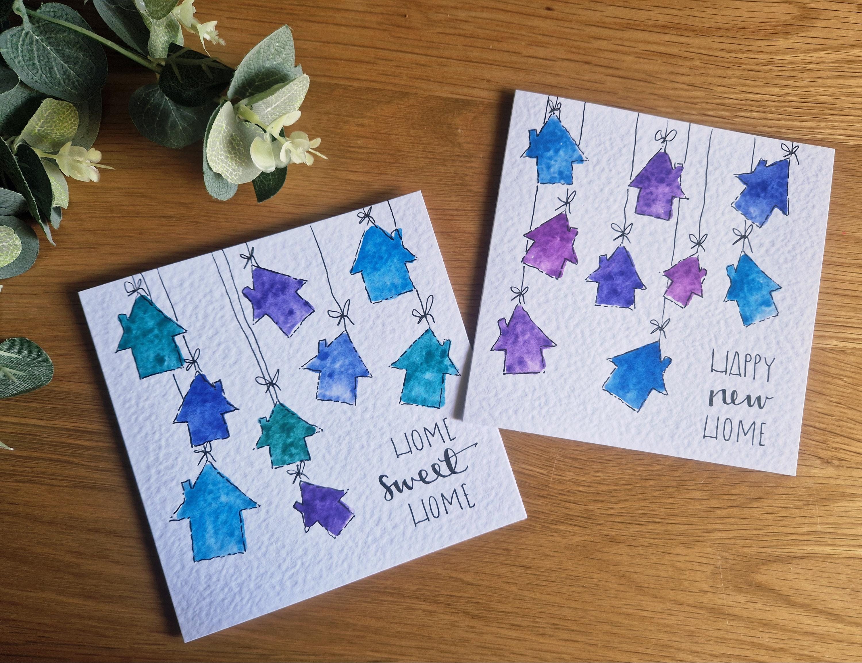 Hand Painted Watercolour New Home Cards - Colour Choice and ...