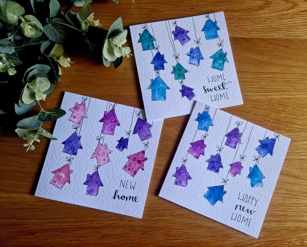 Hand Painted Watercolour New Home Cards - Colour Choice and ...