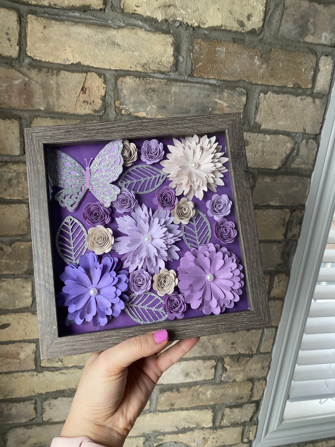 Purple flower shadow boxShadow BoxFlower Shadow | Etsy