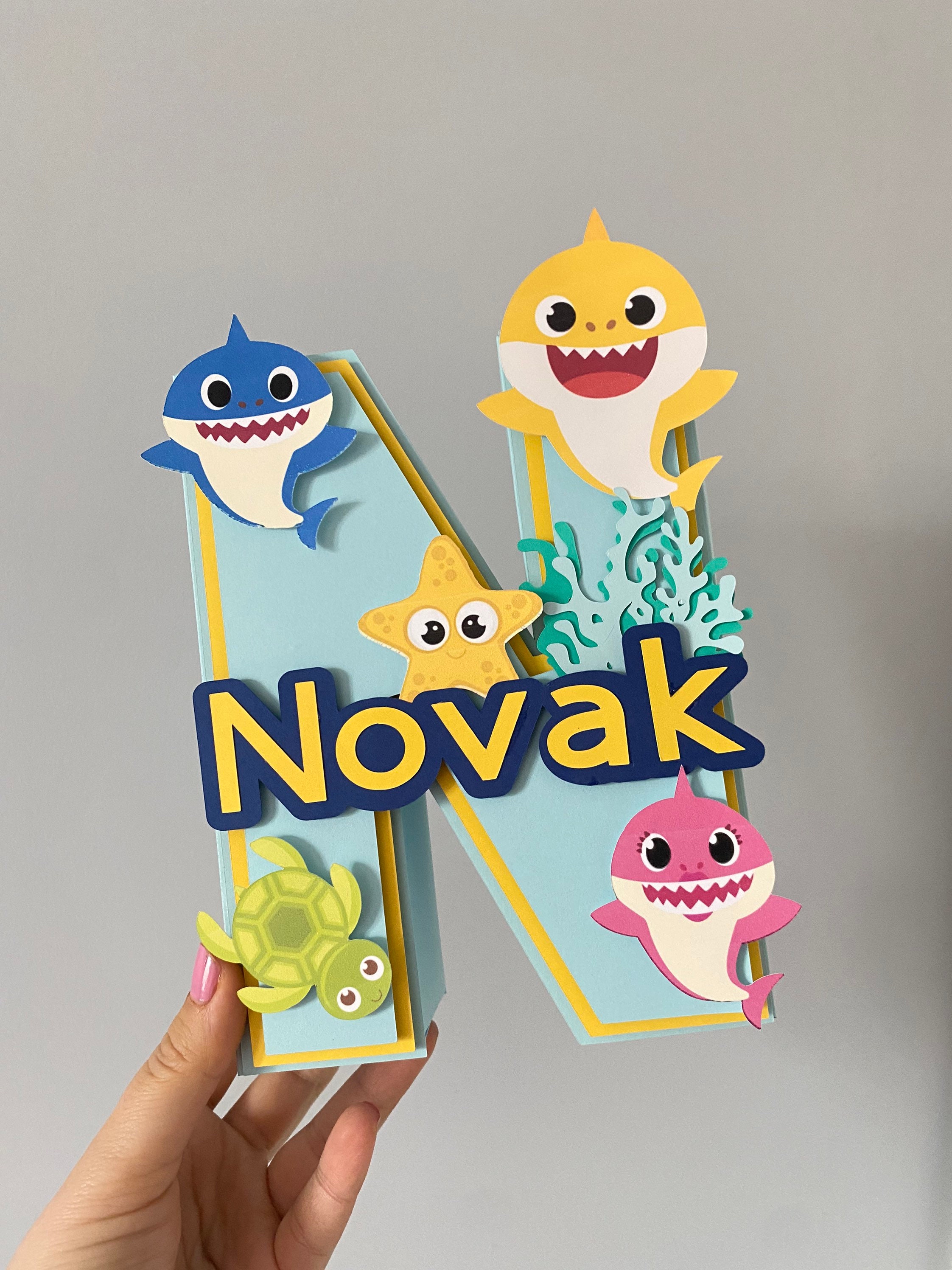 Baby Shark 3D Letter Baby Shark Birthdaybaby Shark | Etsy