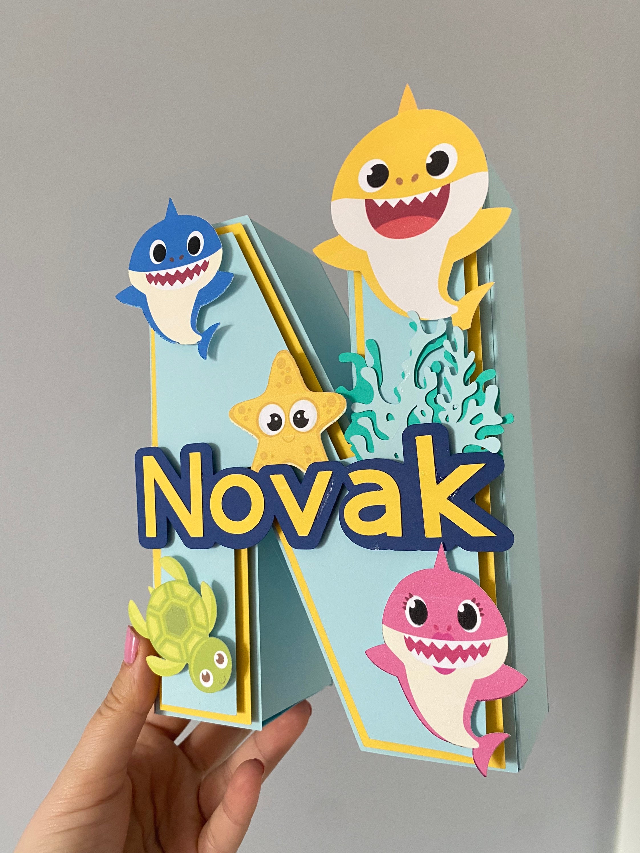 Baby Shark 3D Letter Baby Shark Birthdaybaby Shark | Etsy