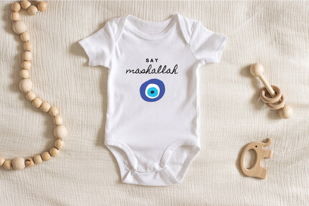Say Mashallah Muslim Baby Onesie Islamic Bodysuit No Nazar Evil Eye ...