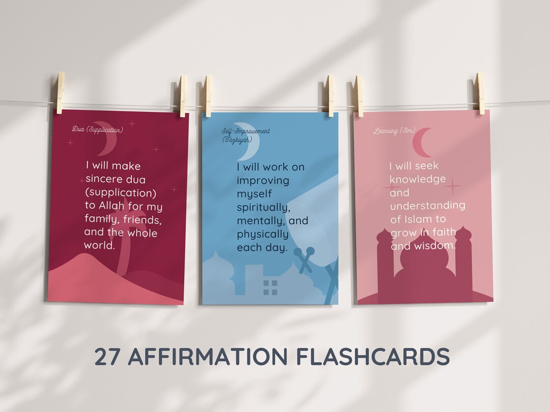 Islamic Affirmation Flashcards | 27 Flash Cards | Aesthetic Muslim ...